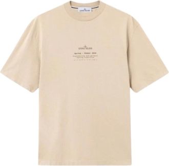 Stone Island Homme, Tops, Beige, Taille: XL Stone Print T-Shirt