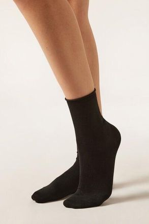 Calzedonia Socke Aus Wolle/baumwolle Ohne B&uuml;ndchen Schwarz