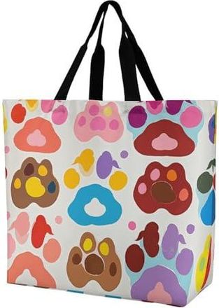 Generic Motif De Patte De Chien Sac Fourre-Tout R&eacute;utilisable Tote Bag Imperm&eacute;able Sac Courses Pour Quotidienne Gym Voyage