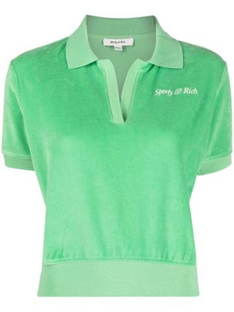 Sporty & Rich polo &agrave; logo brod&eacute; - Vert