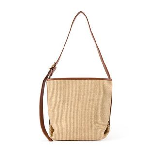 Au Printemps Paris Grand sac seau bi mati&egrave;re raphia