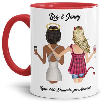 Tassendruck Personalisierbare Tasse - Beste Freundinnen - zum selbst Gestalten mit Spruch und Wunschnamen als anpassbares Geschenk f&uuml;r die Beste Freundin - Innen 