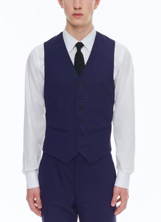 Fursac Gilet de costume en serge de laine - Taille 44 - Homme