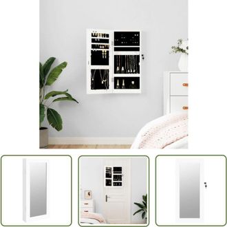 vidaXL Vidaxl - The Living Store Armoire &agrave; bijoux avec miroir murale blanc 30x8,5x67 cm - Armoire &agrave; Bijoux - Miroir - Meuble Rangement - Organisation Bijoux