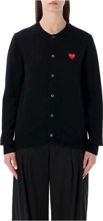 Comme Des Gar&ccedil;ons Femme, Pulls, Noir, Taille: 44 FR Cardigan Col Rond Coeur Cristal