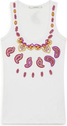 Maliparmi Maliparmi, Femme, Tops, Blanc, Taille: 38 FR Spin Embroidery Tank Top
