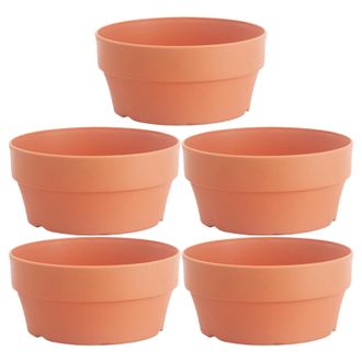 Lioobo 5 St&uuml;ck Kunststoff Blumentopf Rund mit Drainagel&ouml;chern Pflanzgef&auml;&szlig; f&uuml;r Sukkulenten Kleine Pflanzen Innen und Au&szlig;enbereich 16cm Durchmesser