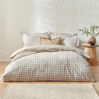 furn. Yard Barton Gingham Check Bettbezug-Set - Natur - Super King