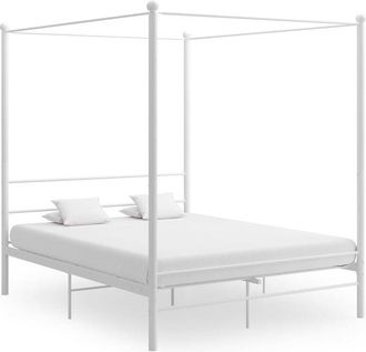 Les Tendances Lit à baldaquin Blanc Métal 160x200