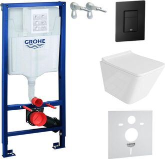 GROHE Wc Set mit Vorwandelement, Wand-WC und Sp&uuml;lknopf - Grohe