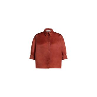 Alberta Ferretti Femme, Blouses et Chemises, Rouge, Taille: 42 FR Chemisier en organza de soie triple uni