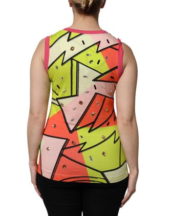 Dolce & Gabbana Printed Crystal-Embellished Tank Top - Multicolor