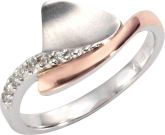 Zeeme Silber Ring Silber 925 zweifarbig mit Zirkonia wei&szlig;