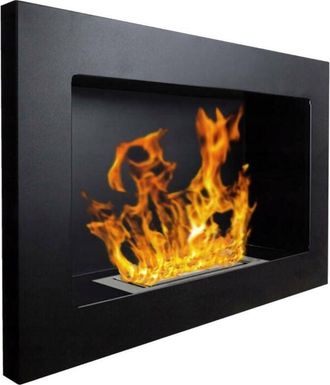 Dmora Dmora - Bioethanol-Kamin Dsportiell, &Ouml;kologischer Kamin, Rauchfreies Feuer, Heizung mit Ethanol, Made in Italy, 65x12 h40 cm, Schwarz