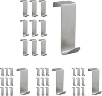 Relaxdays T&uuml;rhaken, 10er Set, zum Einh&auml;ngen, Kleiderhaken f&uuml;r T&uuml;r & Schrank, Haken f&uuml;r 2 cm T&uuml;rfalz, Edelstahl, Silber, 10 St&uuml;ck 10027719 (Packung mit 4)