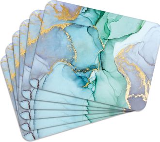 MG Design Set aus 6 Kork-Platzsets - Colorful Abstract 2 - 30 x 40 cm - hitzebest&auml;ndig & abwischbar, mit Korkr&uuml;ckseite