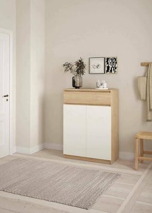 Dmora Schuhschrank Noelle, Schuhregal, Mehrzweck-Eingangsgarderobe, M&ouml;bel f&uuml;r Schuhe, 80x40 h111 cm, Eiche und Wei&szlig;