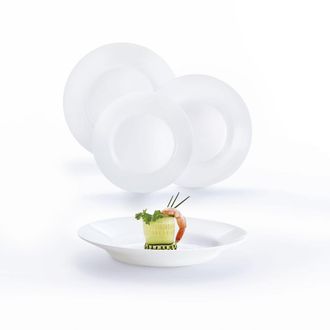 Luminarc Dajar LUMINARC Tafelservice 6 Personen wei&szlig; Every Day Hartglas rund Schlichtes Design Sp&uuml;lmaschinengeeignet