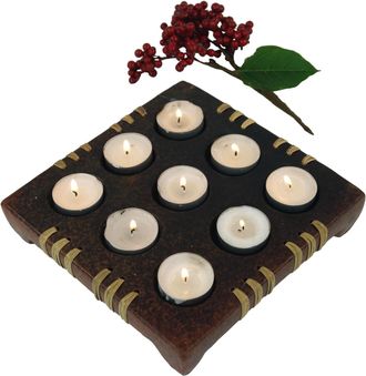 Guru Shop Kerzenhalter, Teelichthalter Keramik Nr.5, Braun, 4x20x20 cm