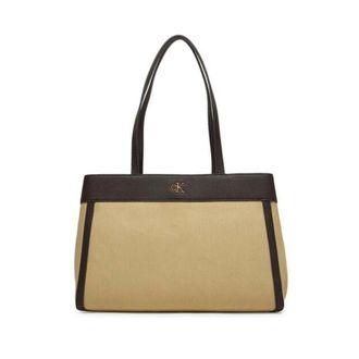 Calvin Klein Cabas moyen en toile - Femme - Sacs - Beige - Taille: ONE Size
