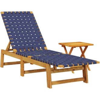 vidaXL Sonnenliege mit Tisch Dunkelblau Massivholz Akazie und Stoff vidaXL