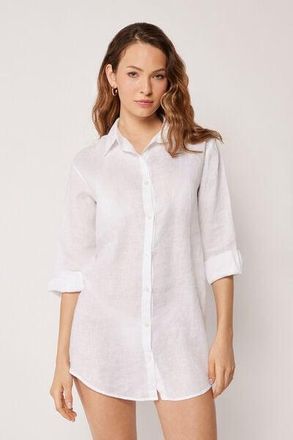 Calzedonia Hemdbluse Aus Leinen Wei&szlig;