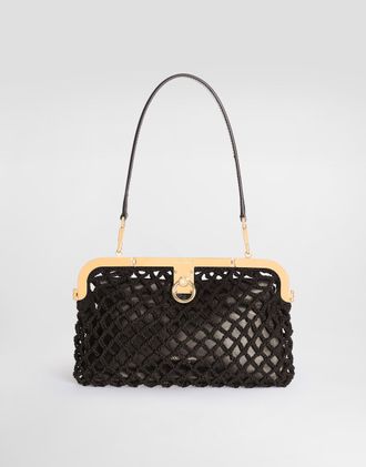 Dolce & Gabbana Amanda Handbag In Mesh And Palmellato Calfskin - Frau Handtaschen Schwarz Onesize