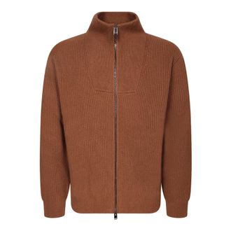 Canali Cardigan zipp&eacute; chin&eacute; - Homme - Pulls - Brun - Taille: 2XL