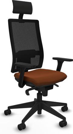 Piqueras y Crespo Lendenwirbelsessel mit 3D-Armlehnen und festem Kopfteil, ausgestattet mit Sincro 5 Positionen und eingespritztem Schaum. Mit Rollen von 65 mm Nylon, S