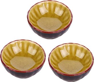 Cabilock 3stücke Teiliges Keramik-dip-schalen Eisriss-design Kleine Porzellan Soßen Gewürzschälchen in Gelb Vielseitig Für Küche Bbq Picknick Und Party Geeigne