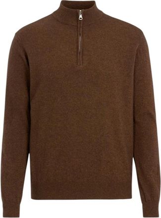 Oscar Jacobson Pull Patton &agrave; demi-zip - Homme - Pulls - Brun - Taille: 2XL