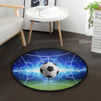 Mnsruu Abstrakter runder Teppich für Wohnzimmer, Schlafzimmer, 92 cm Durchmesser