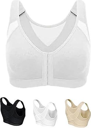 Generic Ever So Cute Soutien-gorge pour personnes âgées, fermeture sur le devant, en coton respirant, doux pour la peau, soutien-gorge pour femmes âgées, blan