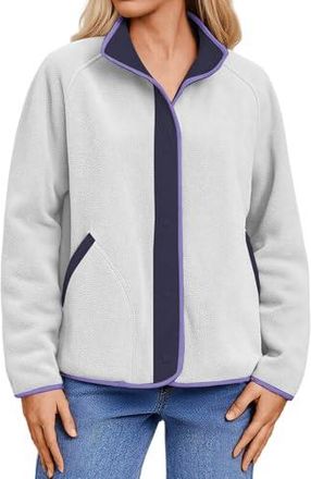 Generic Vestes 2026 pour femmes, col montant, veste d&eacute;contract&eacute;e, l&eacute;g&egrave;re, coupe ample, manteau polaire dext&eacute;rieur pour plus de chaleur et de confort, manches 