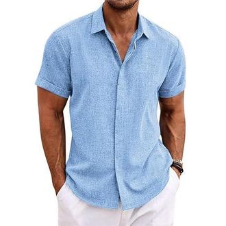 Generic Chemise extensible infroissable et infroissable, bleu clair, XXL