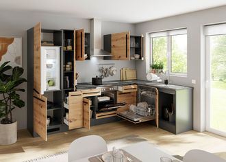 Casa home24 K&uuml;hlumbauschrank 60 x 211 x 57cm Braun/Eiche Artisan Dekor