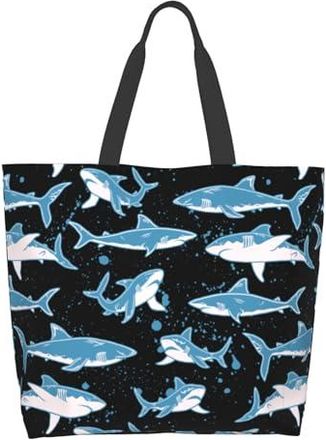 Generic SJOAOAA Grand sac &agrave; provisions unisexe r&eacute;utilisable, sac de rangement portable, sous-marin Shark17, taille unique