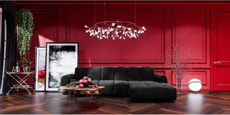 Jack & Alice home24 Ecksofa Malter Schwarz/Schwarz Samt 293 x 83 x 198cm Longchair davorstehend rechts mit Schlaffunktion Glamour