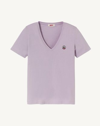 Jott T-shirt uni col V en coton biologique Mauve p&acirc;le Cancun 2.0 - Taille XXL