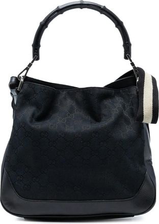 Gucci Hobo Bags - GG Canvas Bamboo Web Satchel - Gr. unisize - in Blau - f&uuml;r Damen