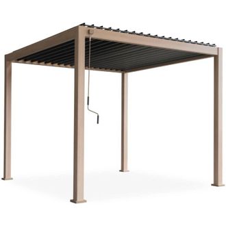 Sweeek Sweeek - Pergola bioclimatique aluminium coloris bois Triomphe 3x3 m lames orientables