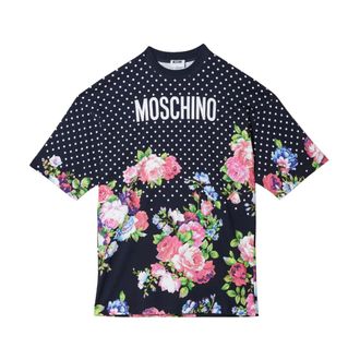 Moschino Femme, Tops, Multicolore, Taille: 40 FR Dots And Roses T-Shirt Dress