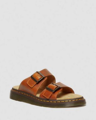 Dr. Martens Josef Leder Buckle Slide Sandalen in Braun/Br&auml;unen, Gr&ouml;&szlig;e: 36