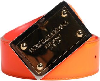 Dolce & Gabbana Orange Gold Metall Logo Schnalle G&uuml;rtel - - Accessories - unisex - Orange - ONE SIZE