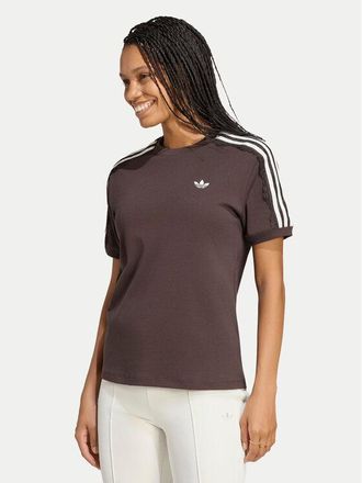 adidas T-Shirt Lace 3 Stripes LG4261 Braun Regular Fit