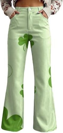 Generic HUIFUAO Pantalon de la Saint-Patrick pour femme - Pantalon tr&egrave;fle amusant - Costume irlandais de la St Paddy - Pantalon de tr&egrave;fle irlandais - Grande t