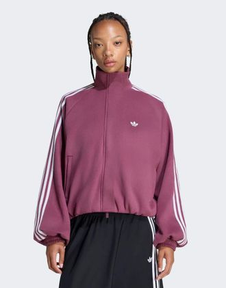adidas Originals Trainingsjacke in Wildlederoptik in Burgunderrot