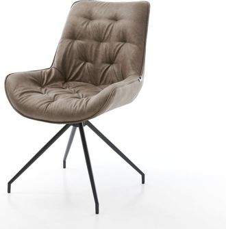 DELIFE Esszimmerstuhl Taimi-Flex Mikrofaser Taupe Vintage Kreuzgestell konisch Schwarz, Esszimmerstühle