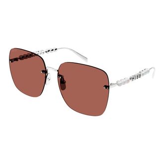 Gucci Silberne braune Sonnenbrille Stilvolles Modell - - Accessories - Damen - Grau - 63 MM