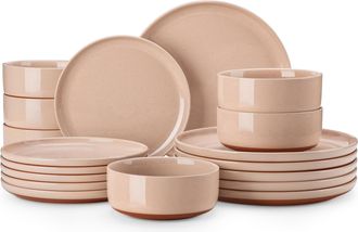 Malacasa Geschirrset 6 Personen, TARA 18-teiliges Modernes Steingut Geschirr Set - Schüssel- und Teller Set, Tafelservice Kombiservice mit je 6 Speiseteller, D